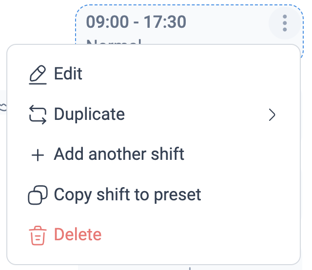 How to configure shift presets in the Roster?